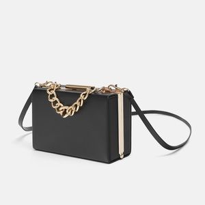 Zara | Bags | Zara Box Mini Shoulder Bagpurpose W Gold Chain | Poshmark